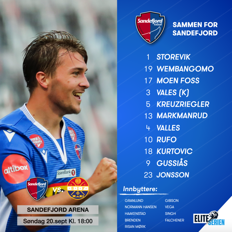 Disse starter dagens oppgjør mot Godset / Sandefjord